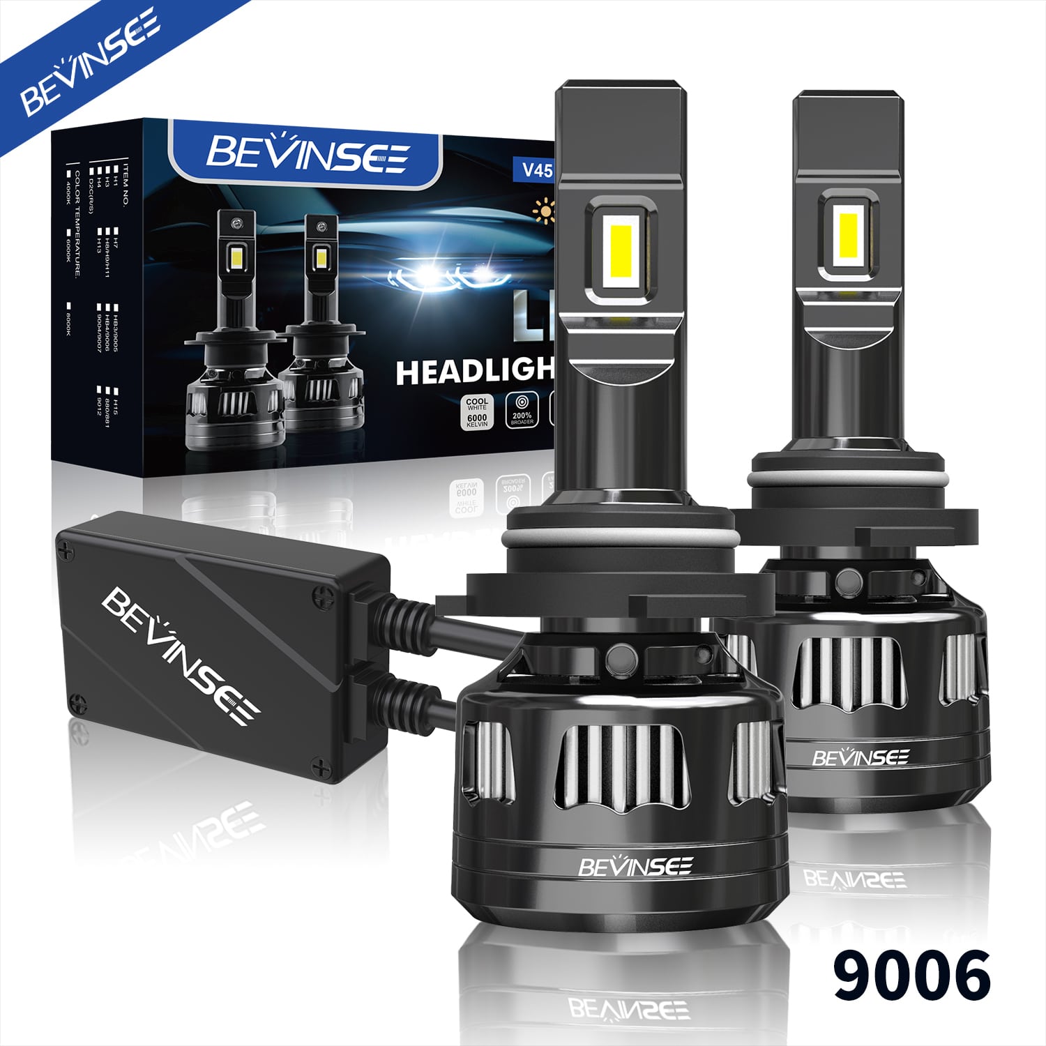BEVINSEE V45 9006/HB4 LED Headlight Bulb 6000K For Chevrolet Avalanche – Bevinsee