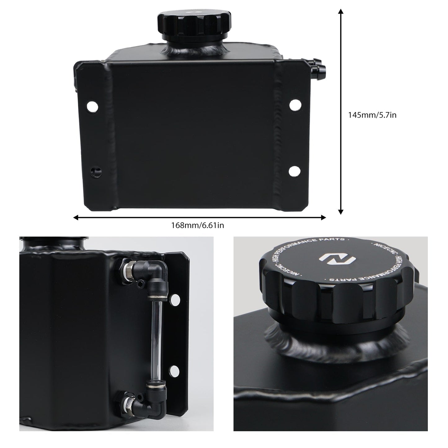 Aluminum 1L Coolant Radiator Overflow Recovery Water Tank Bottle For B ...