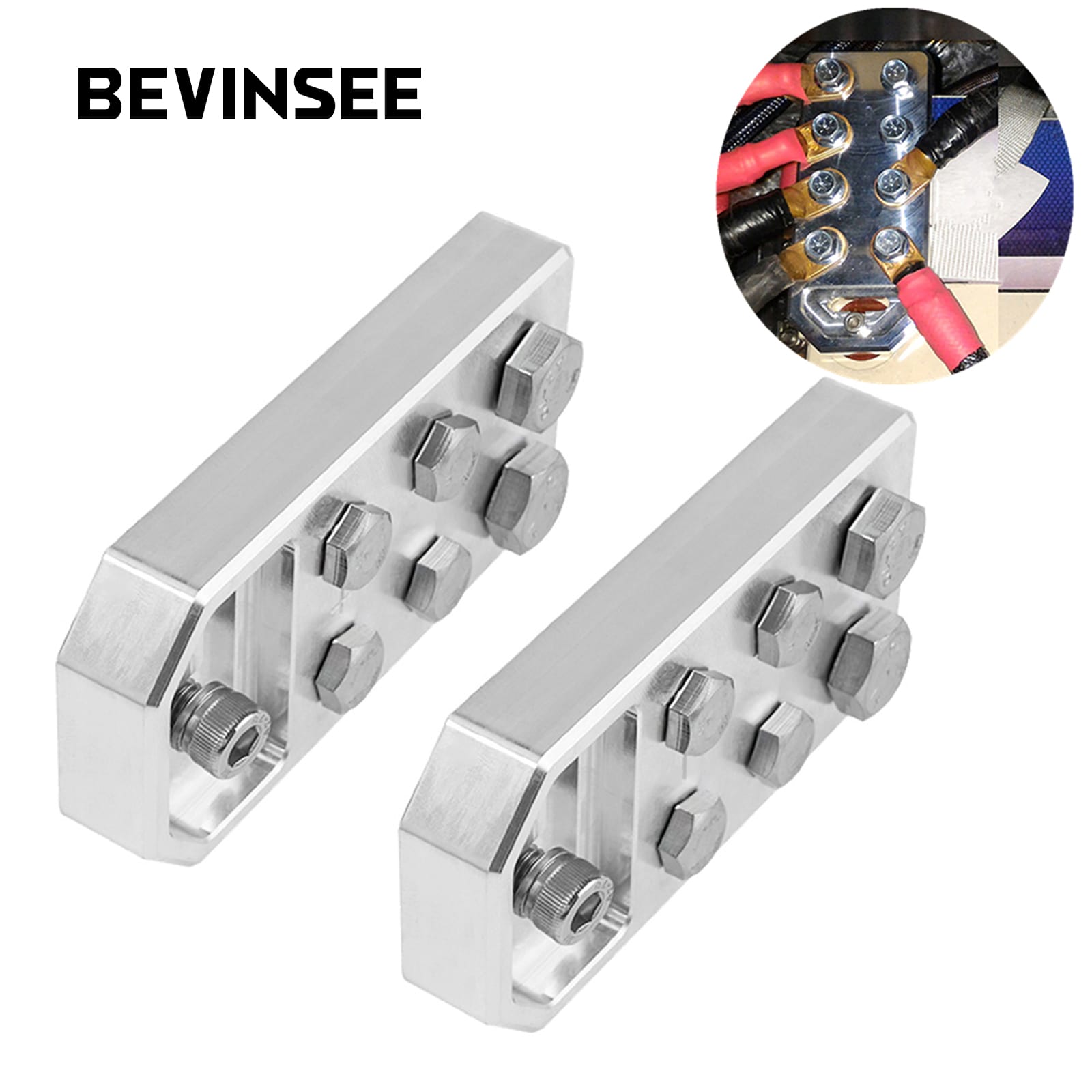 Bevinsee 6 Spot Car Audio Flat Battery Terminals Bolt Use Only