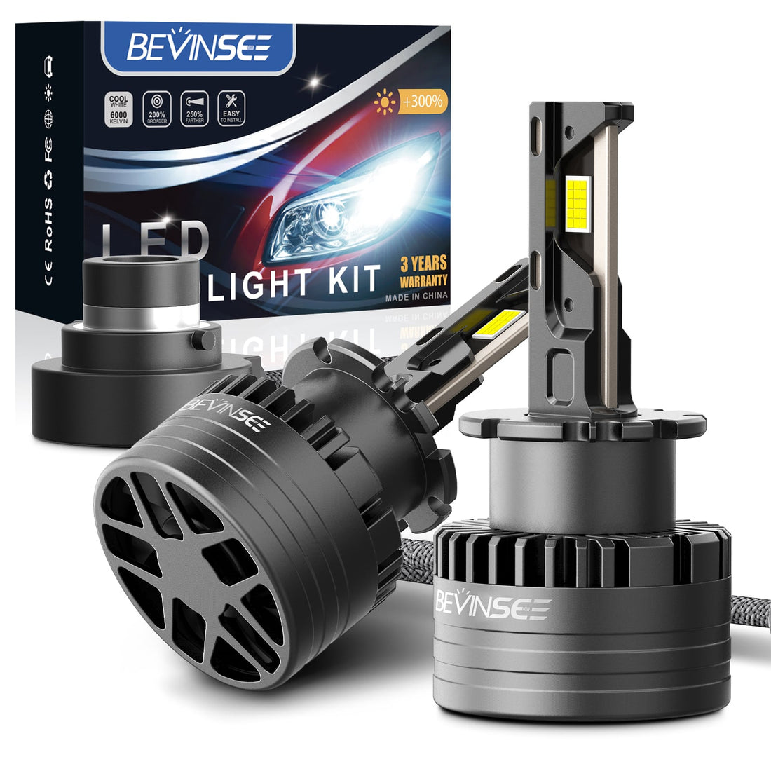 BEVINSEE D2S D2R LED Headlight Bulbs High Low Beam Bright White HID Re – Bevinsee