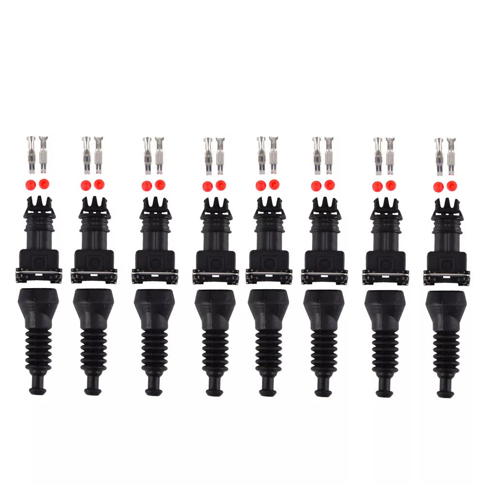 8 Set Junior Power Timer Fuel Injector Plug Connector 2 Pin For Bosch ...