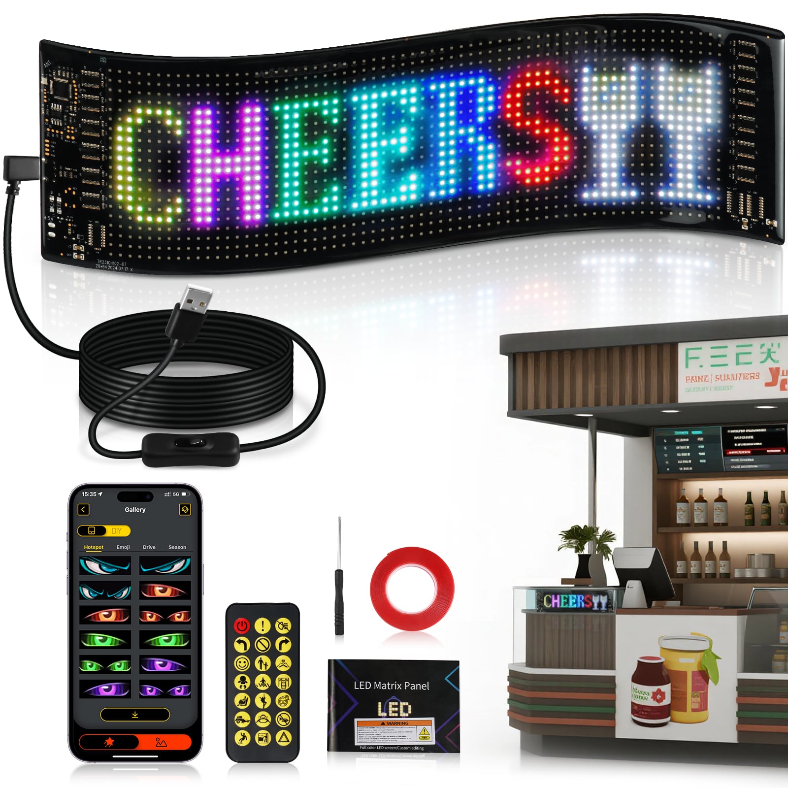 Flexible App Control Custom Pixel RGB LED Matrix Display Panel – Bevinsee