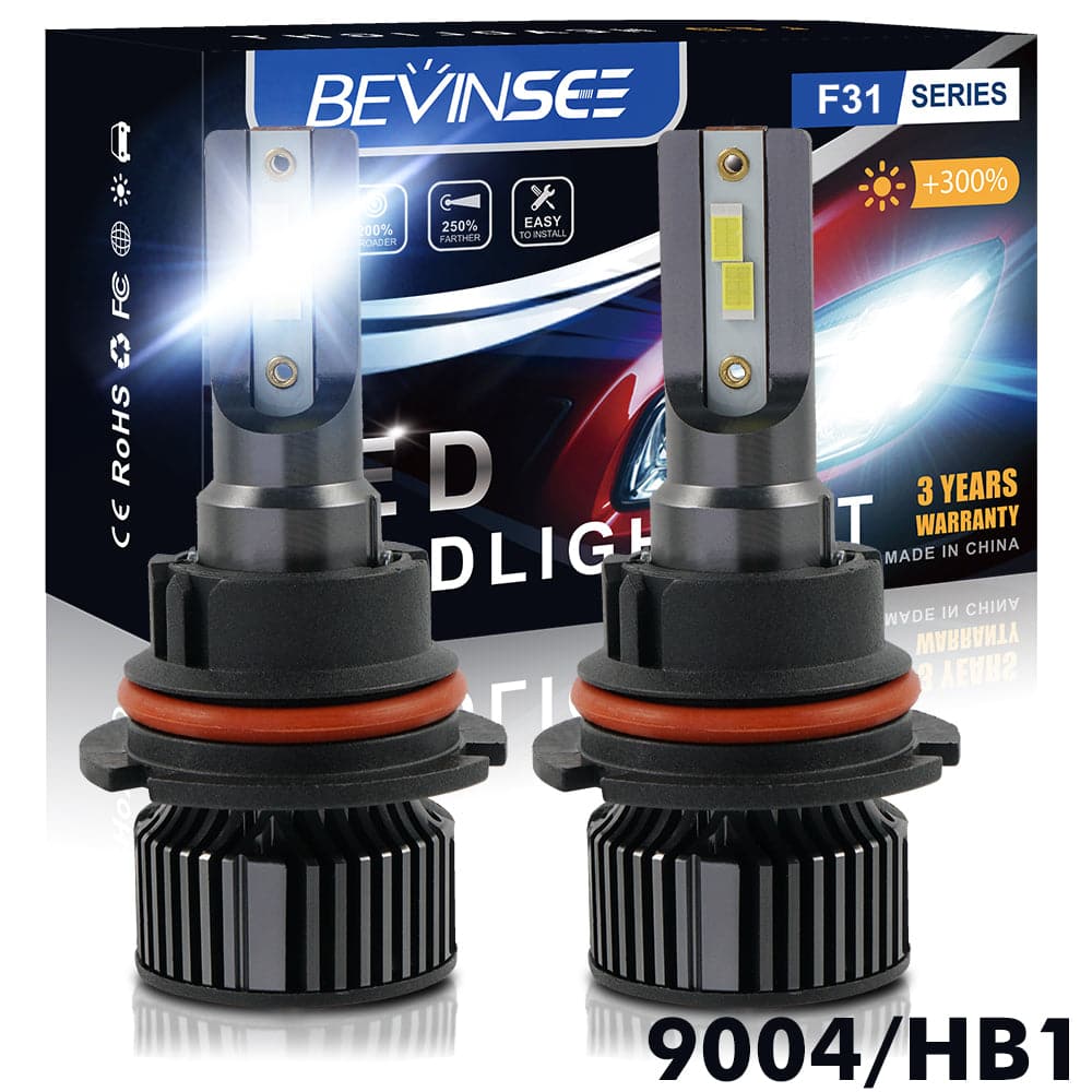 F31B 50W 9004 HB1 White LED Headlight Bulbs 6000K – Bevinsee